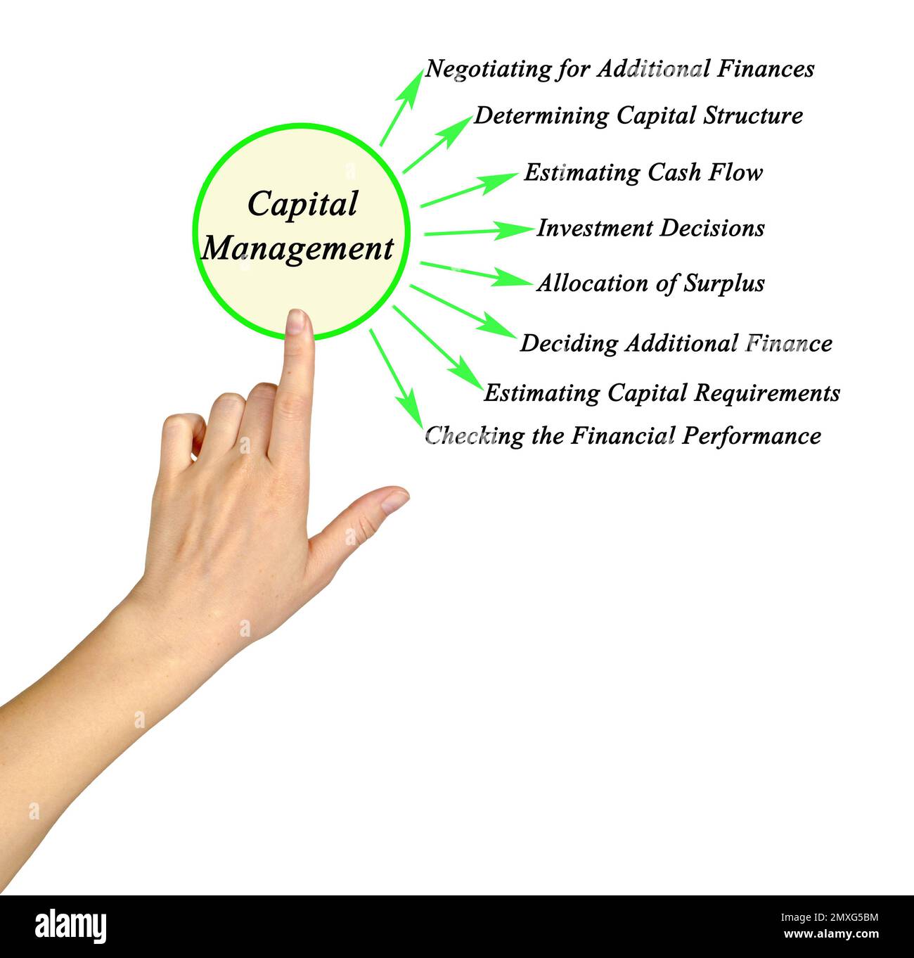 Eight functions of Capital management Stock Photo - Alamy