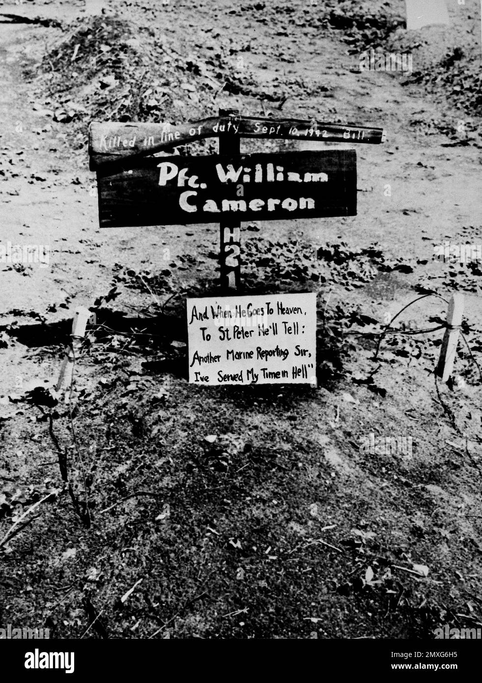 In this photo provided by the U.S. Marines is the grave Marine Pfc ...
