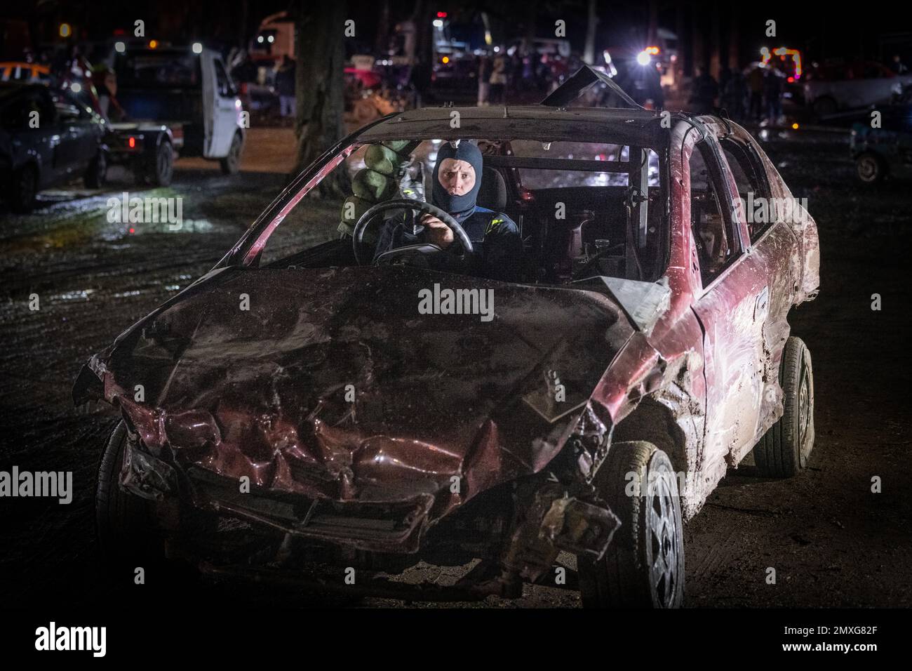 stock car racing, banger racing, old cars in circuit racing on track ...