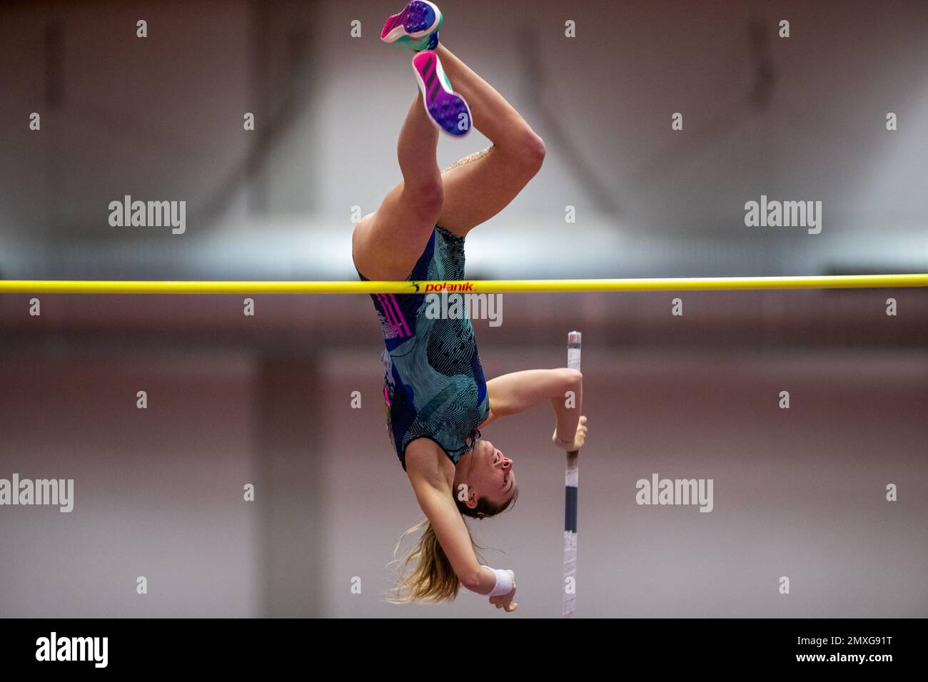 Margot Chevrier of France competes in pole vault during the Czech ...