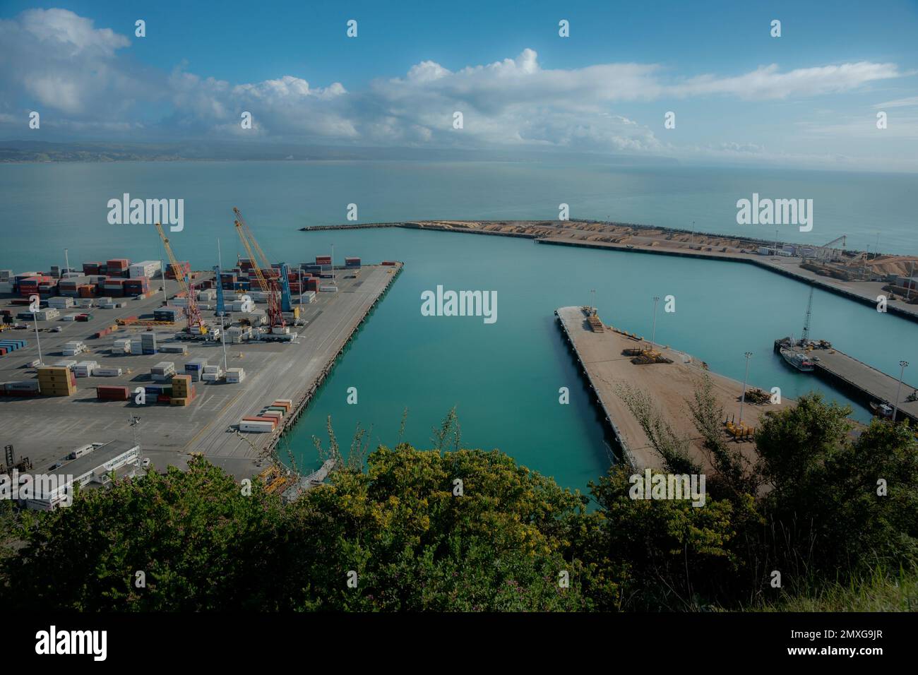 Napier New Zealand October 6 2010; Port of Napier wharf from above on ...