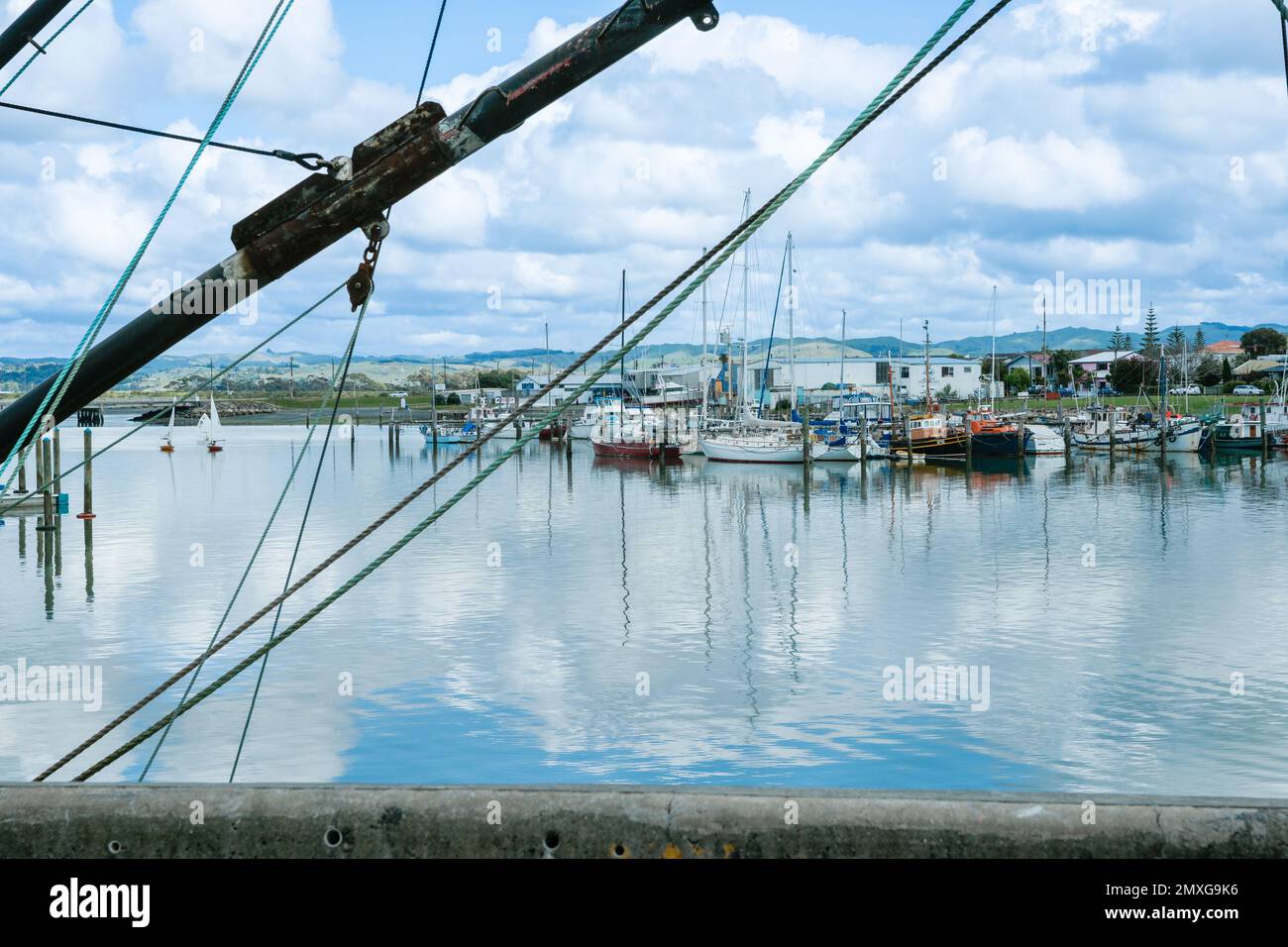 Napier New Zealand October 6 2010; View through rigging of fishing ...