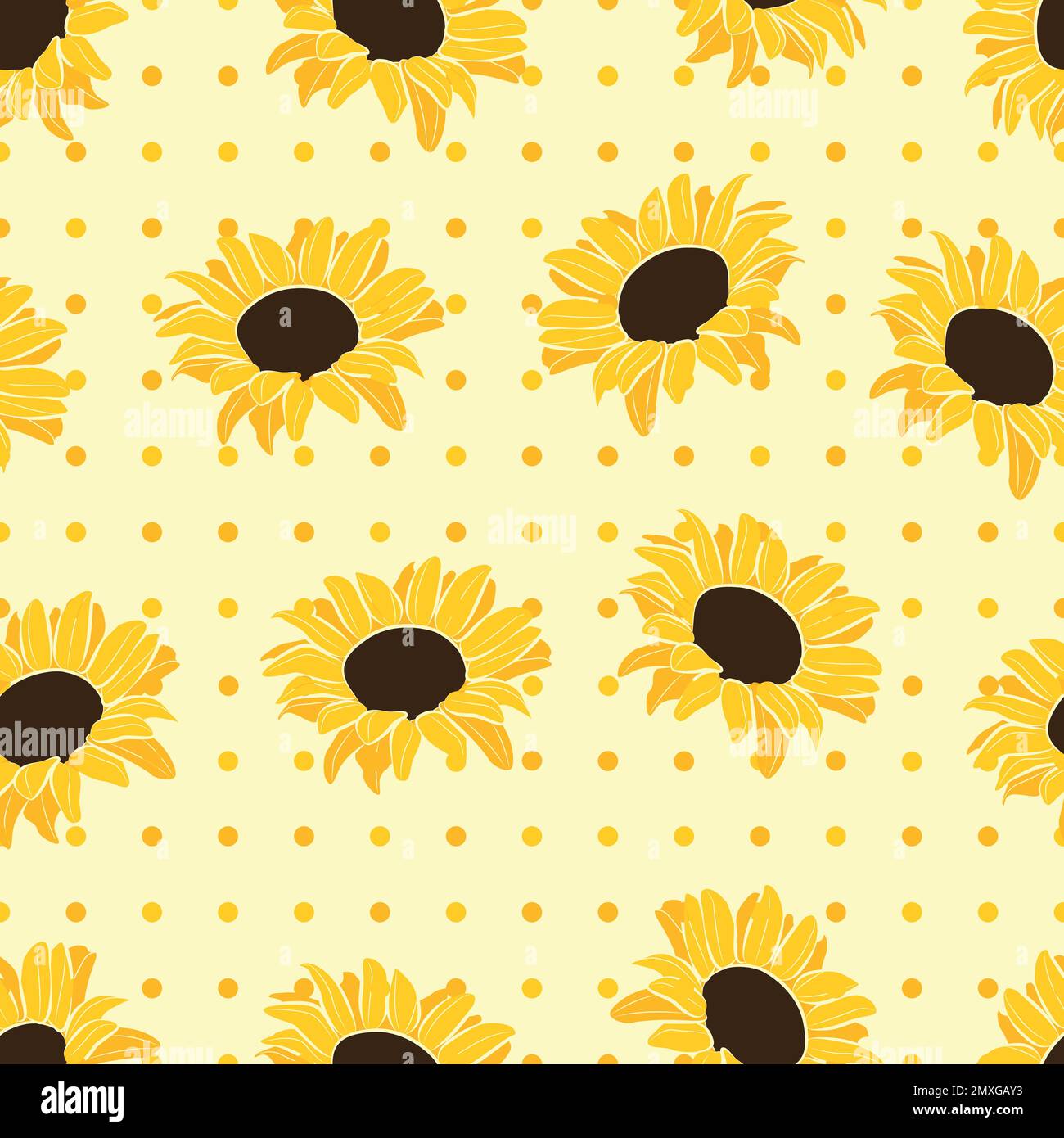 Sunflowers and dots pattern design. Good for prints, wrapping paper ...