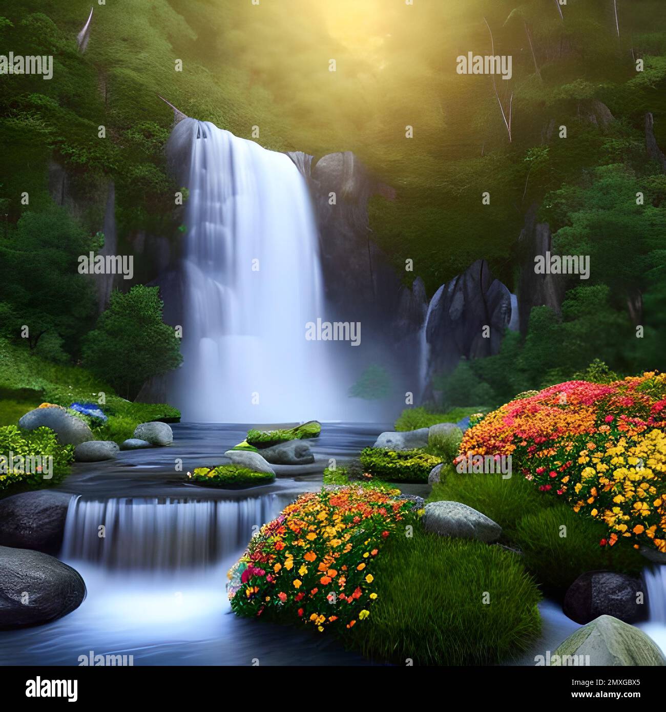 Nepal and Waterfall Stock Photo - Alamy