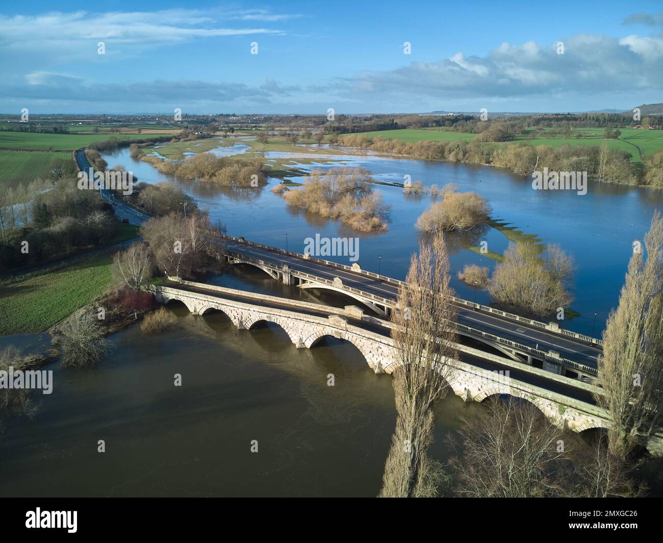 River Severn at Atcham, Shropshire, after heavy rain Stock Photo - Alamy