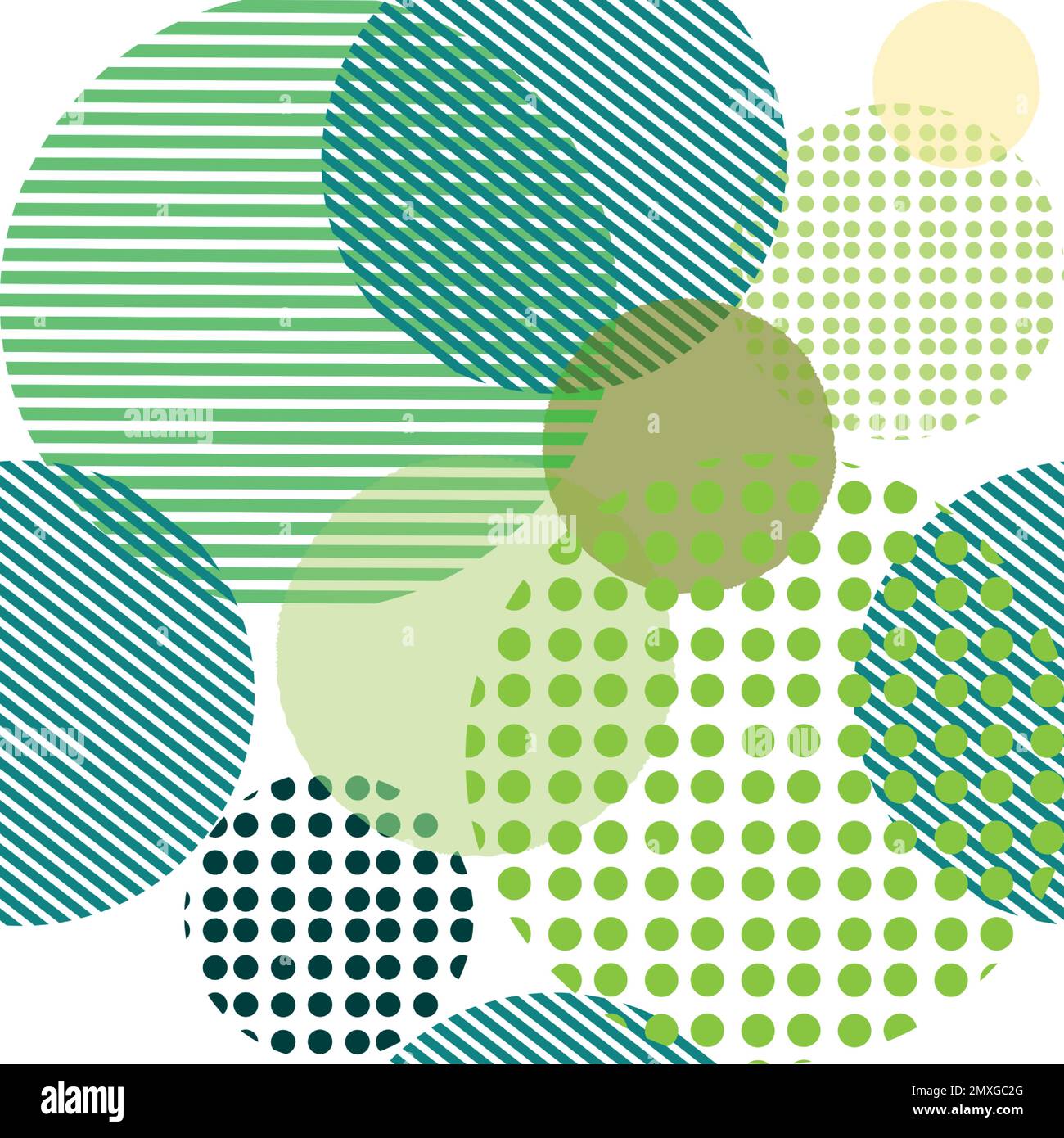 Different shaped circles green pantone seamless pattern, shiny sphere ...