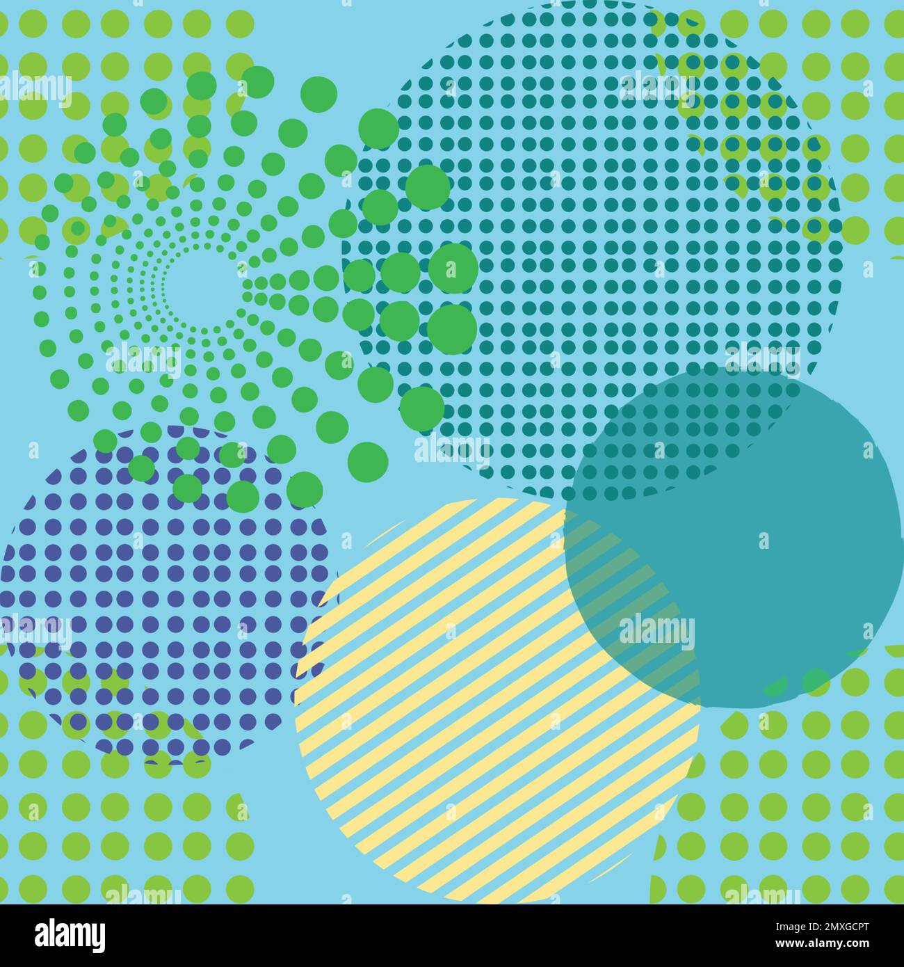 Different shaped circles green pantone seamless pattern, shiny sphere ...