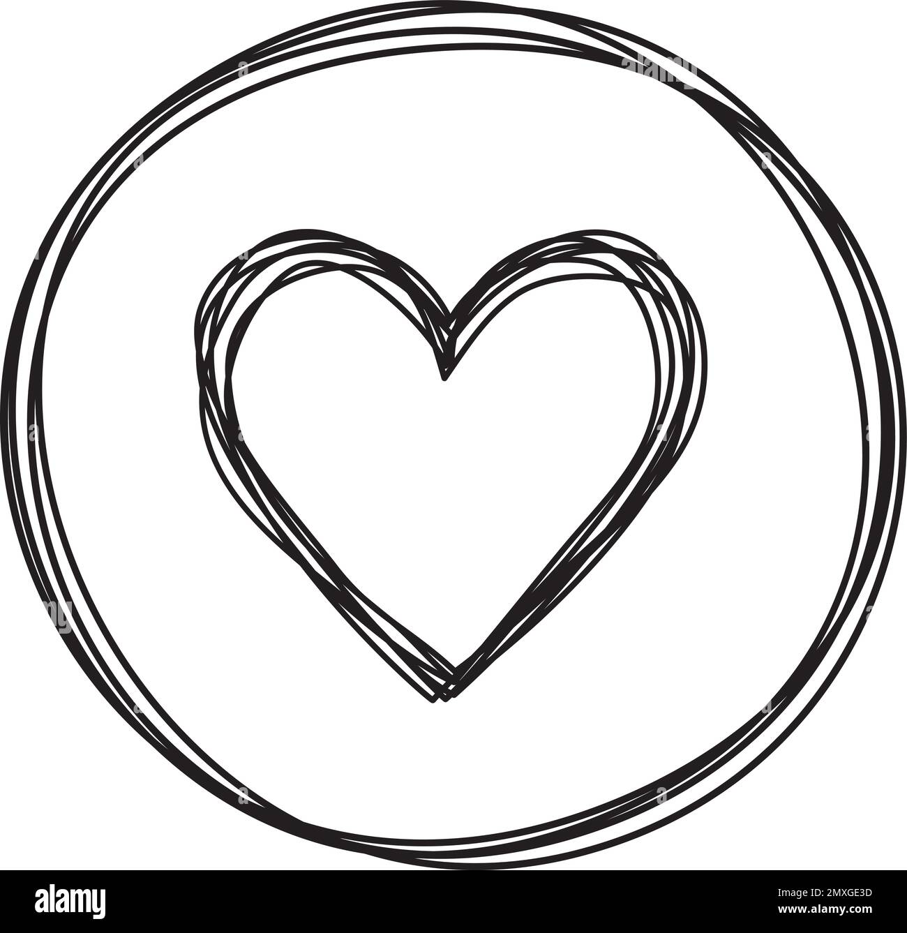 Heart in circle shaped tangled grungy scribble Stock Vector Image & Art ...