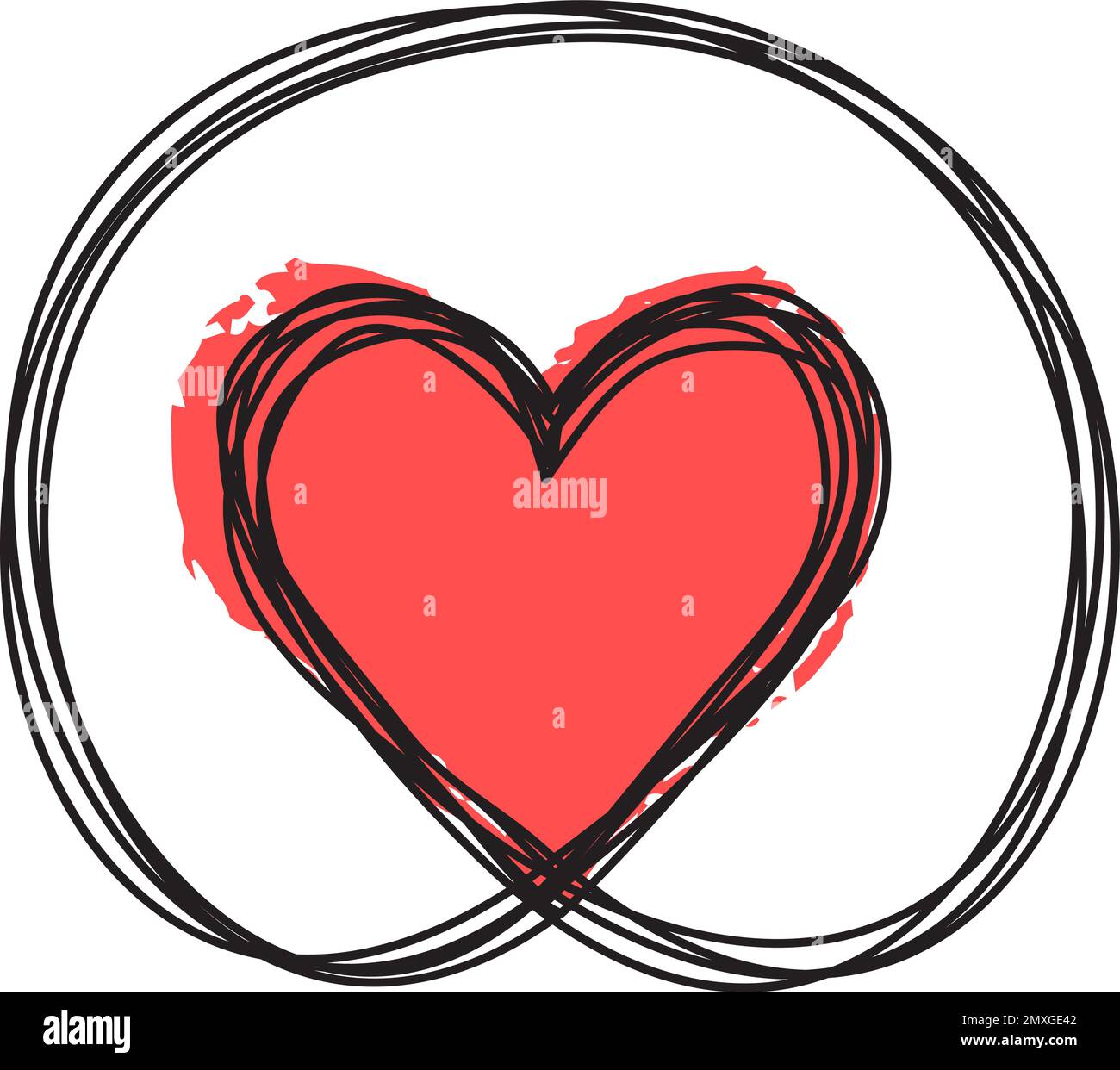 Heart in circle shaped tangled grungy scribble Stock Vector Image & Art ...