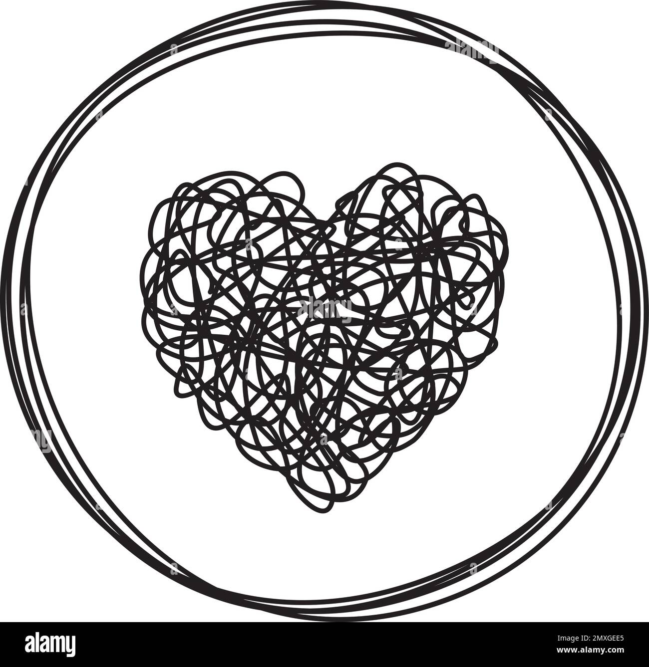 Heart in circle shaped tangled grungy scribble Stock Vector Image & Art ...