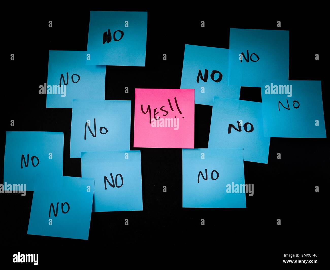 concept showing the words yes and no on office notes indicating ...