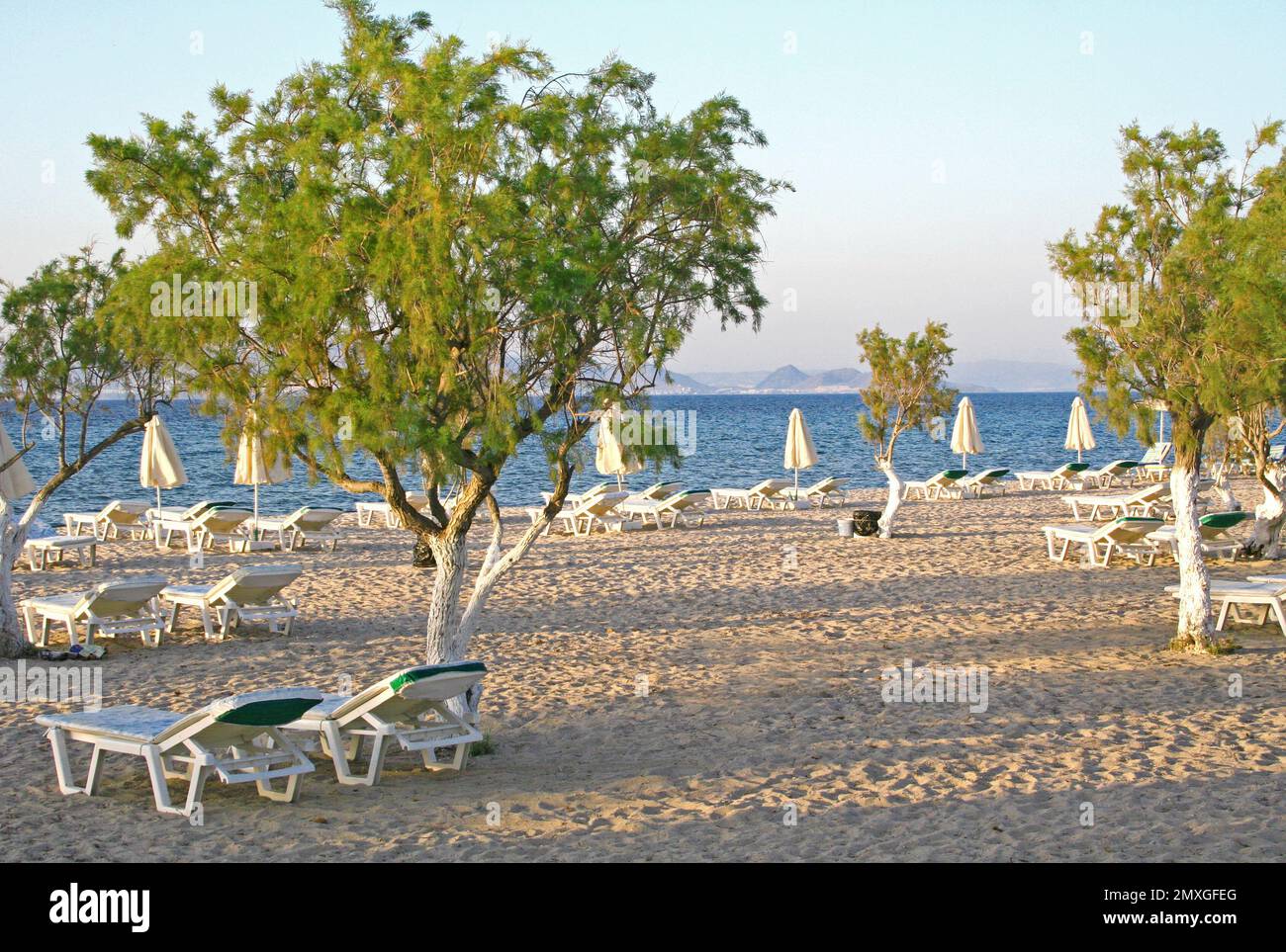 Greece. Kos island. Tigaki beach in the evening Stock Photo - Alamy