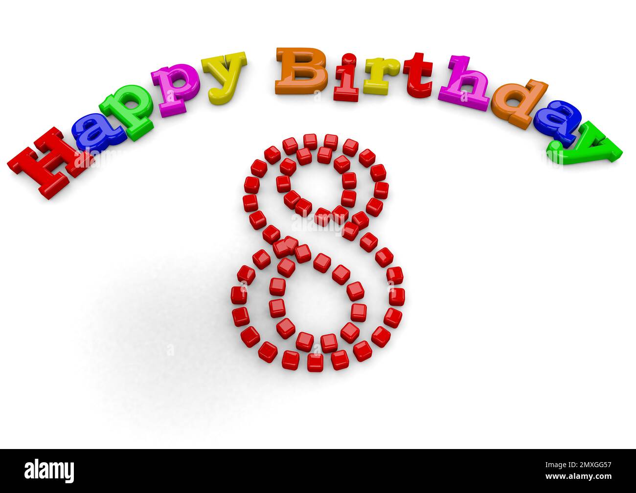A 3D Rendering with lettering Happy Birthday and a big red number Stock ...