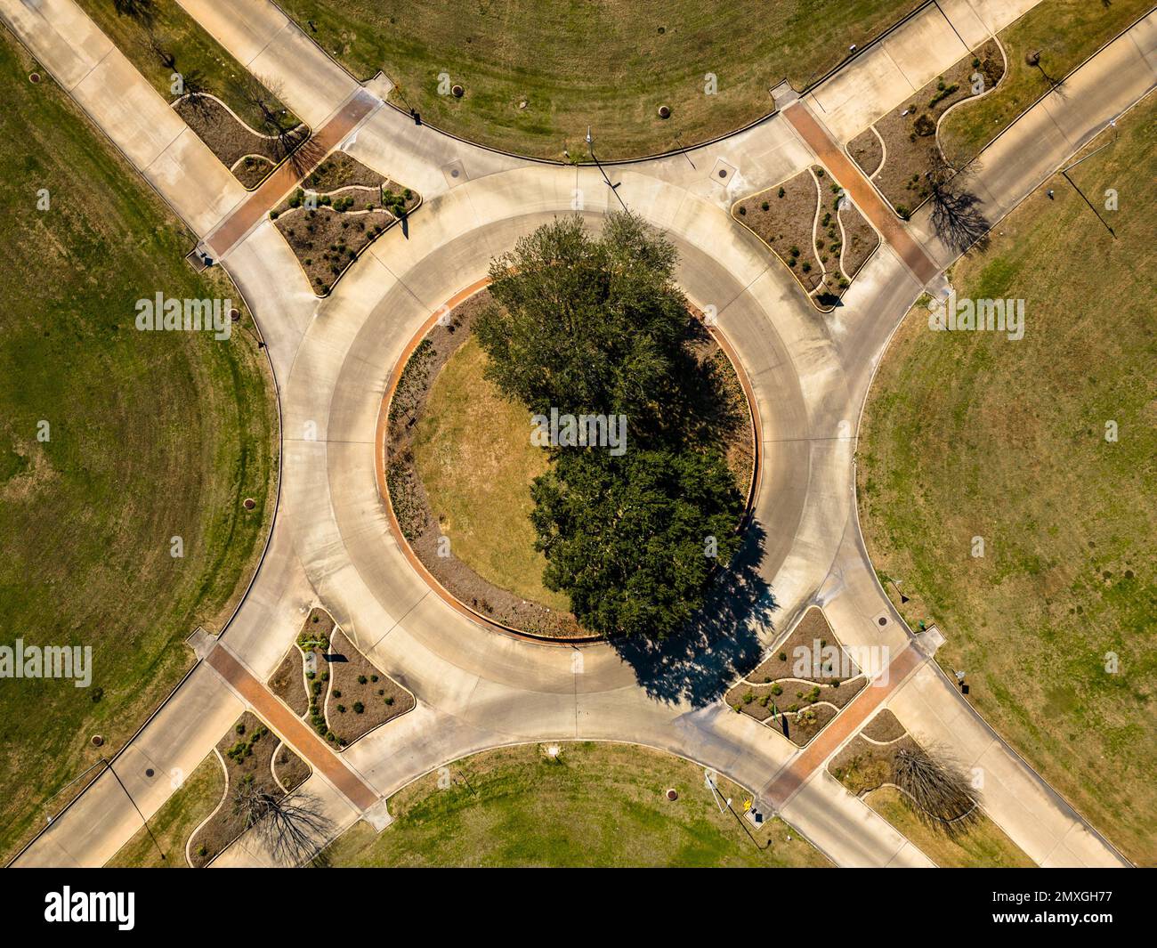An aerial view of a traffic circle Stock Photo - Alamy