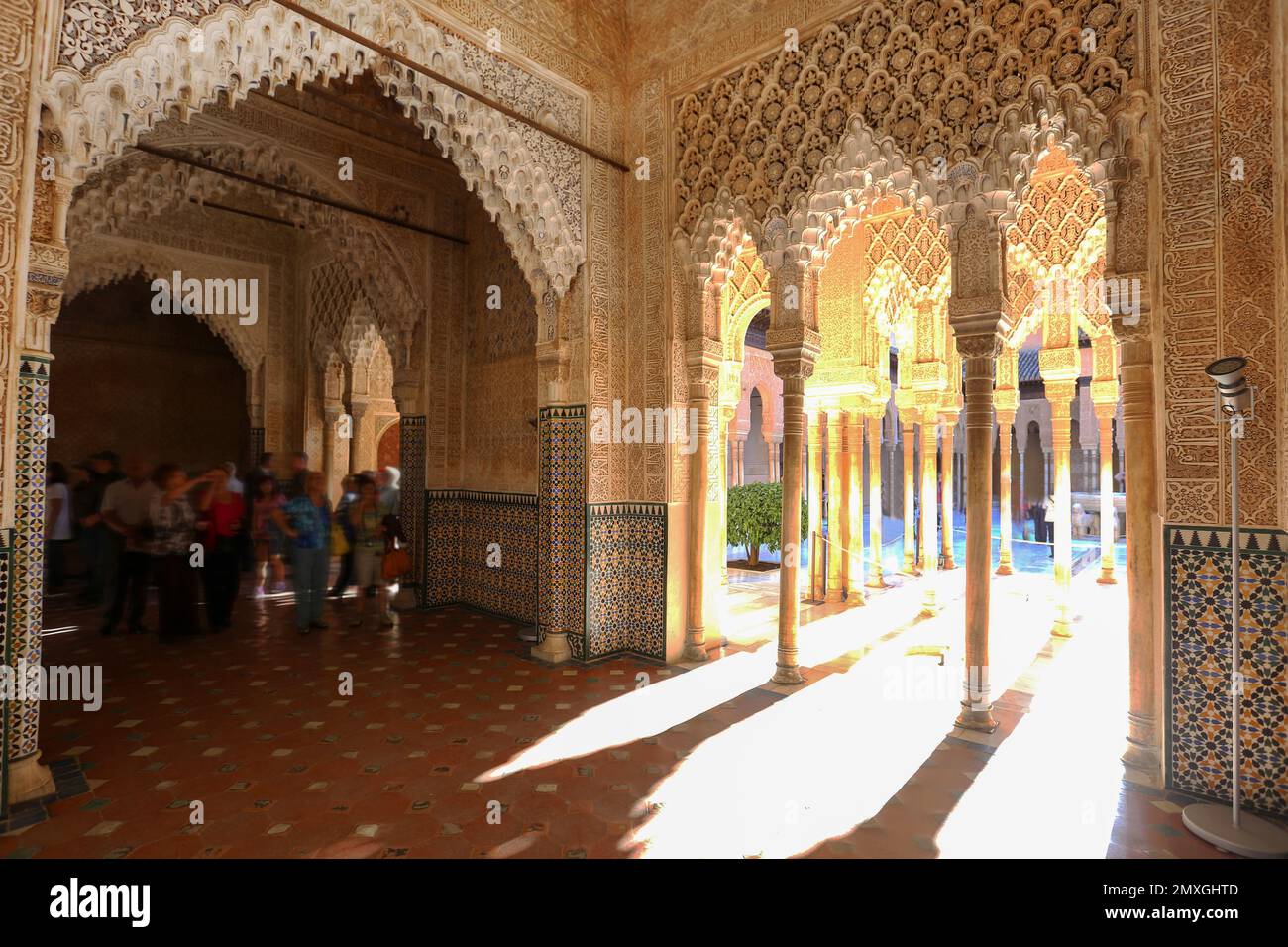Palace of the Lions with idyllic tiles, stone and wood carvings ...
