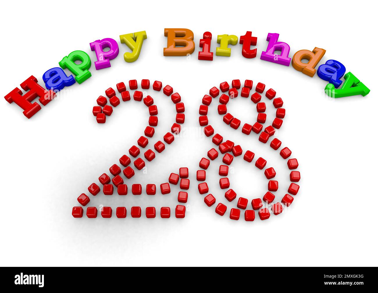 A 3D Rendering with lettering Happy Birthday and a big red number Stock ...