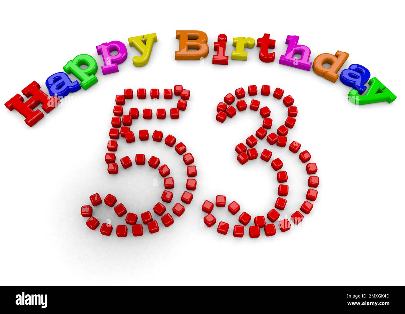 A 3D Rendering with lettering Happy Birthday and a big red number Stock ...