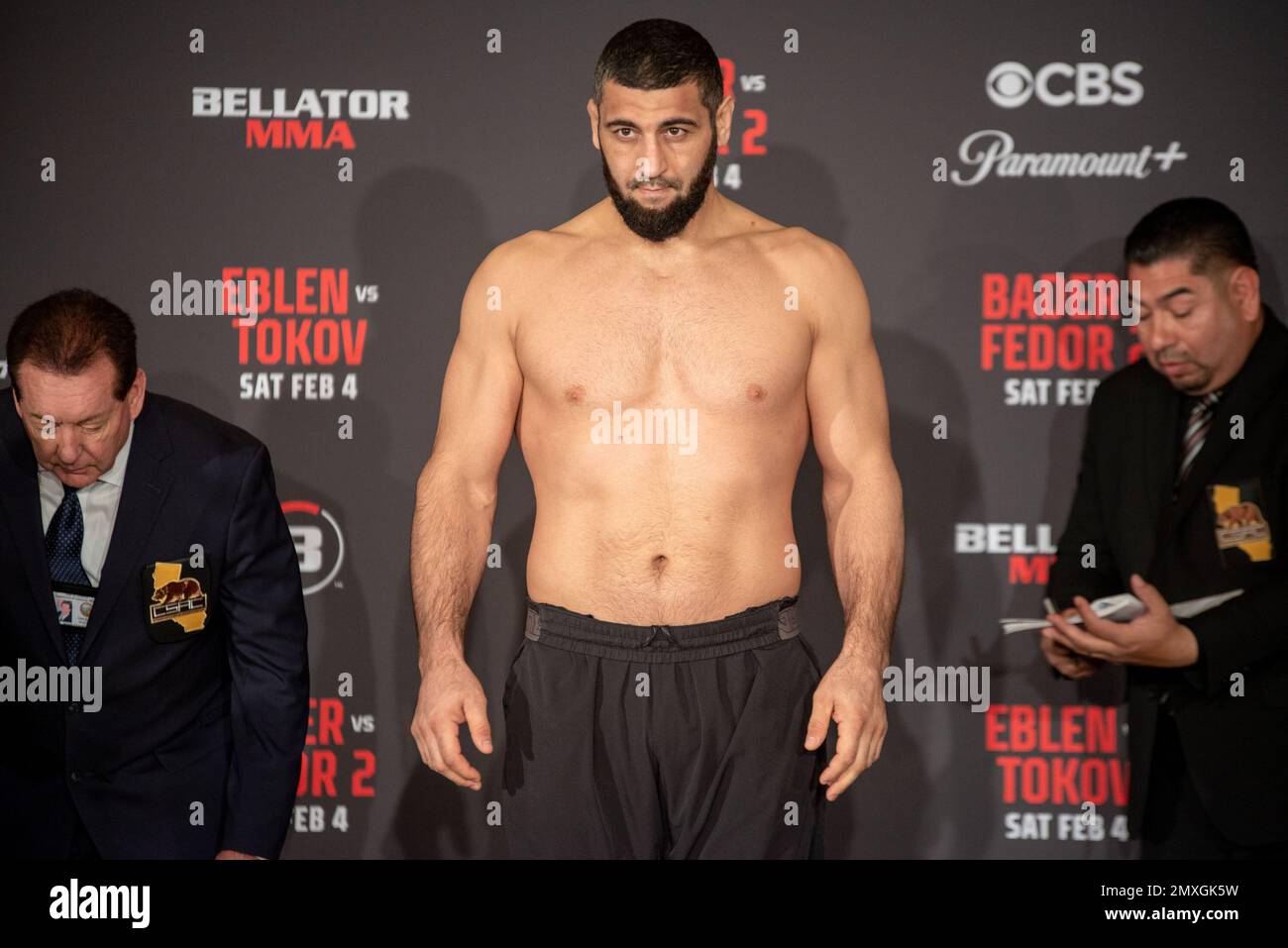 Los Angeles, California - February 3rd: Ali Isaev weighs in at 261.8lbs ...