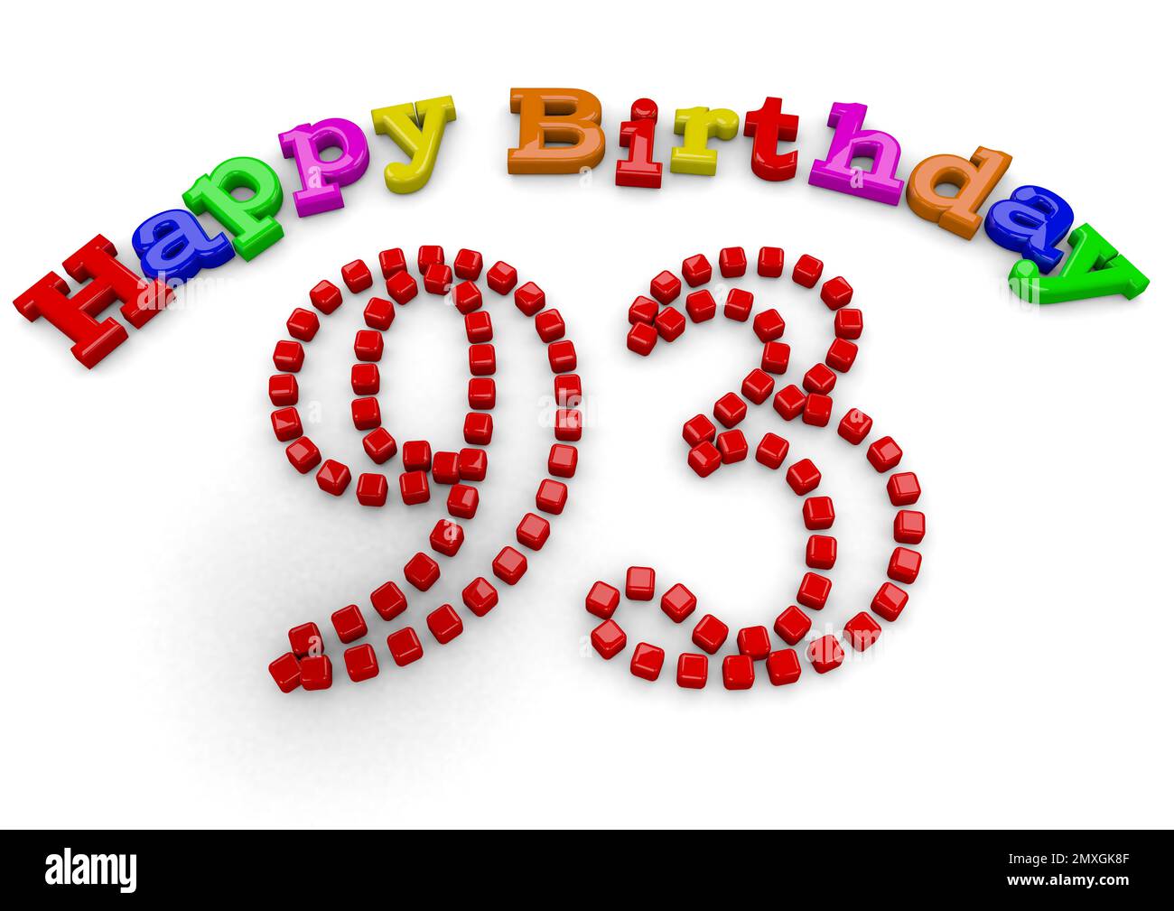 A 3D Rendering with lettering Happy Birthday and a big red number Stock ...