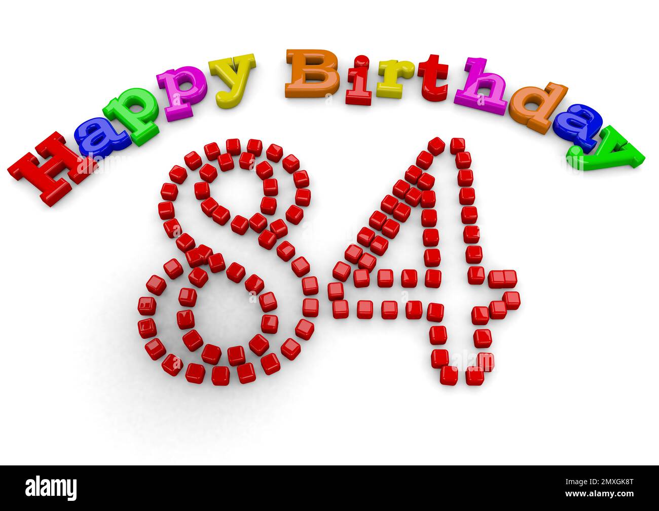 A 3D Rendering with lettering Happy Birthday and a big red number Stock ...