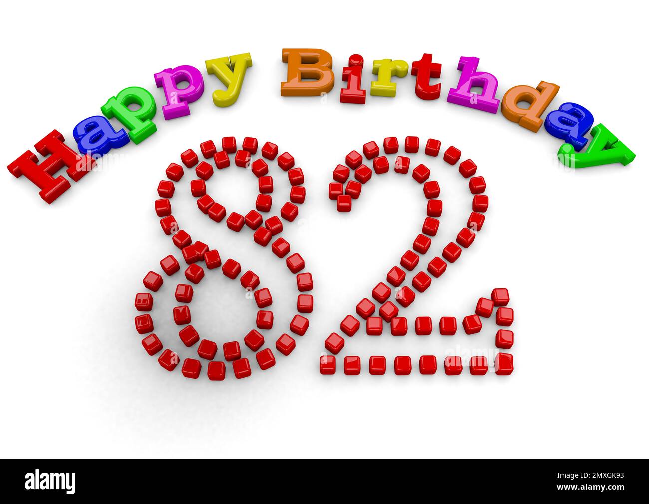 A 3D Rendering with lettering Happy Birthday and a big red number Stock ...