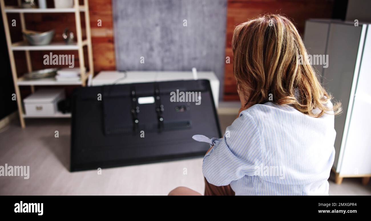 Broken Fallen TV On Television Damage Accident Stock Photo - Alamy