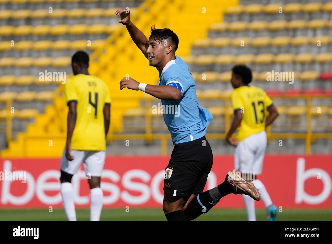 Uruguay's Fabricio Diaz celebrates scoring his team's first goal ...