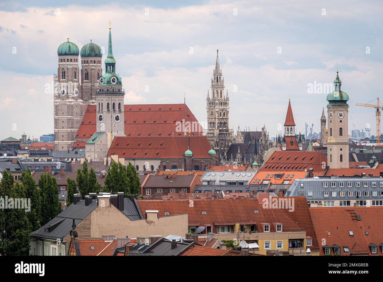 Panorama of Munich (German: München) the capital of the German state of ...