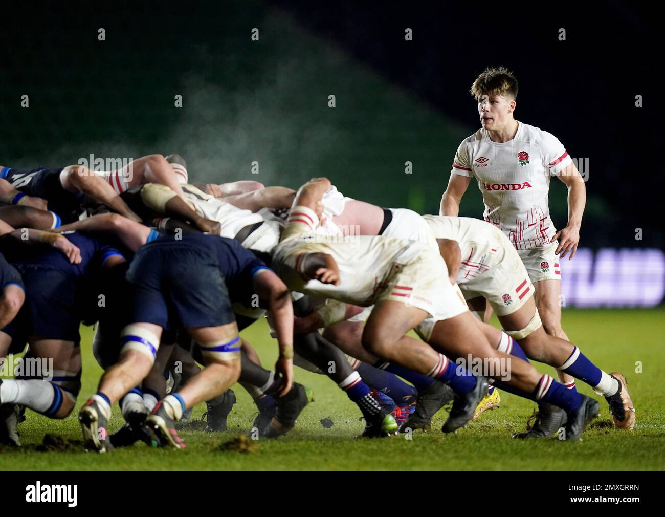 England’s Charlie Bracken oversees a scrum during the Under 20's ...