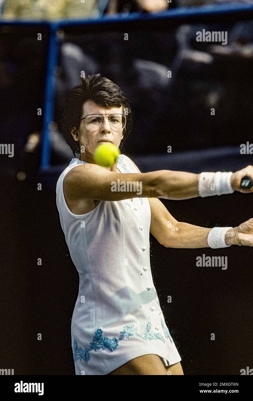 Billy Jean King (USA) competing in the 1982 US Open Tennis Stock Photo ...