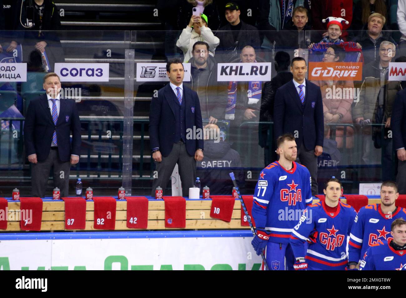 SKA Hockey Club coach Roman Rotenberg seen in action during the ...