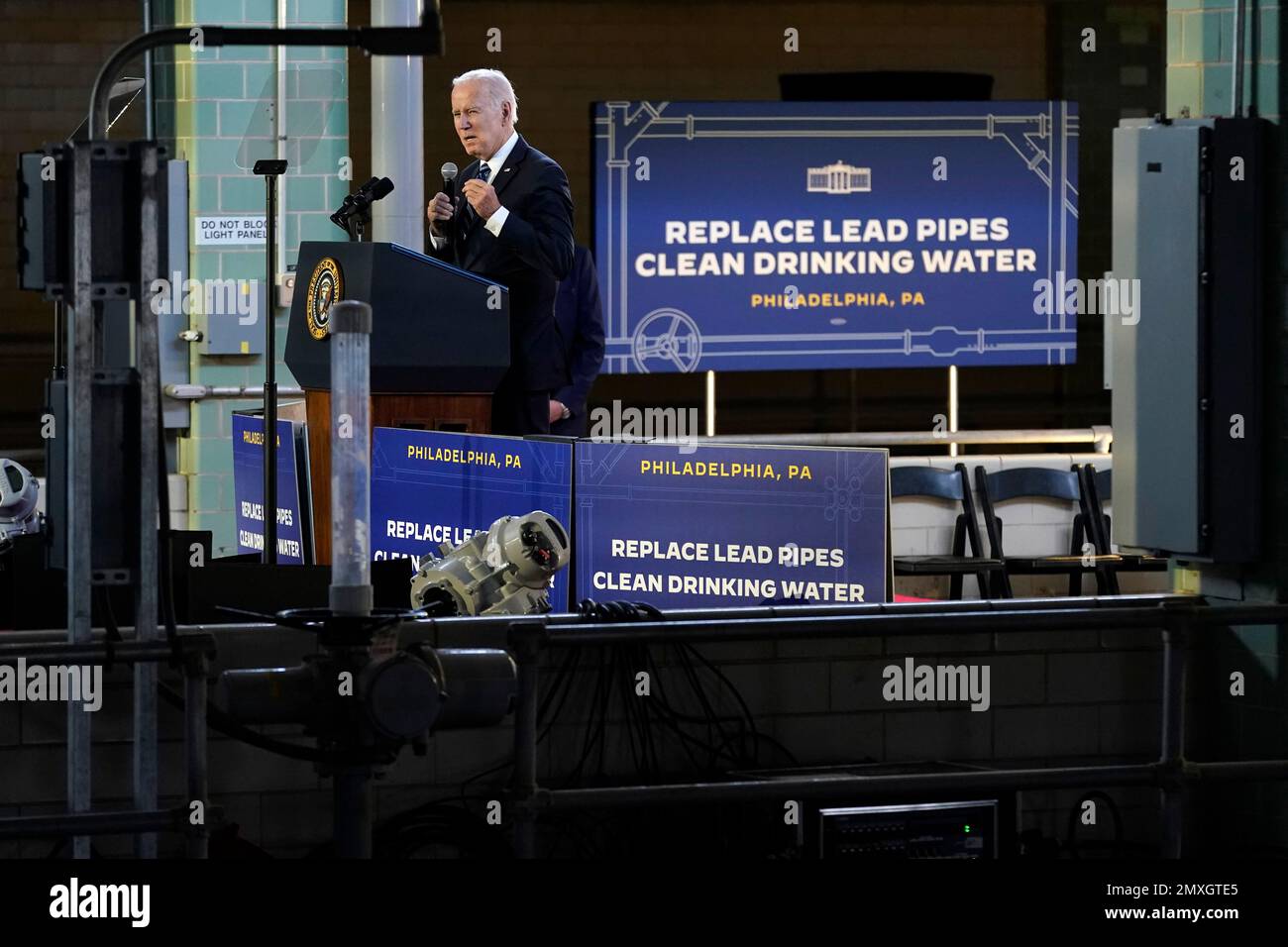 President Joe Biden speaks about his infrastructure agenda while ...