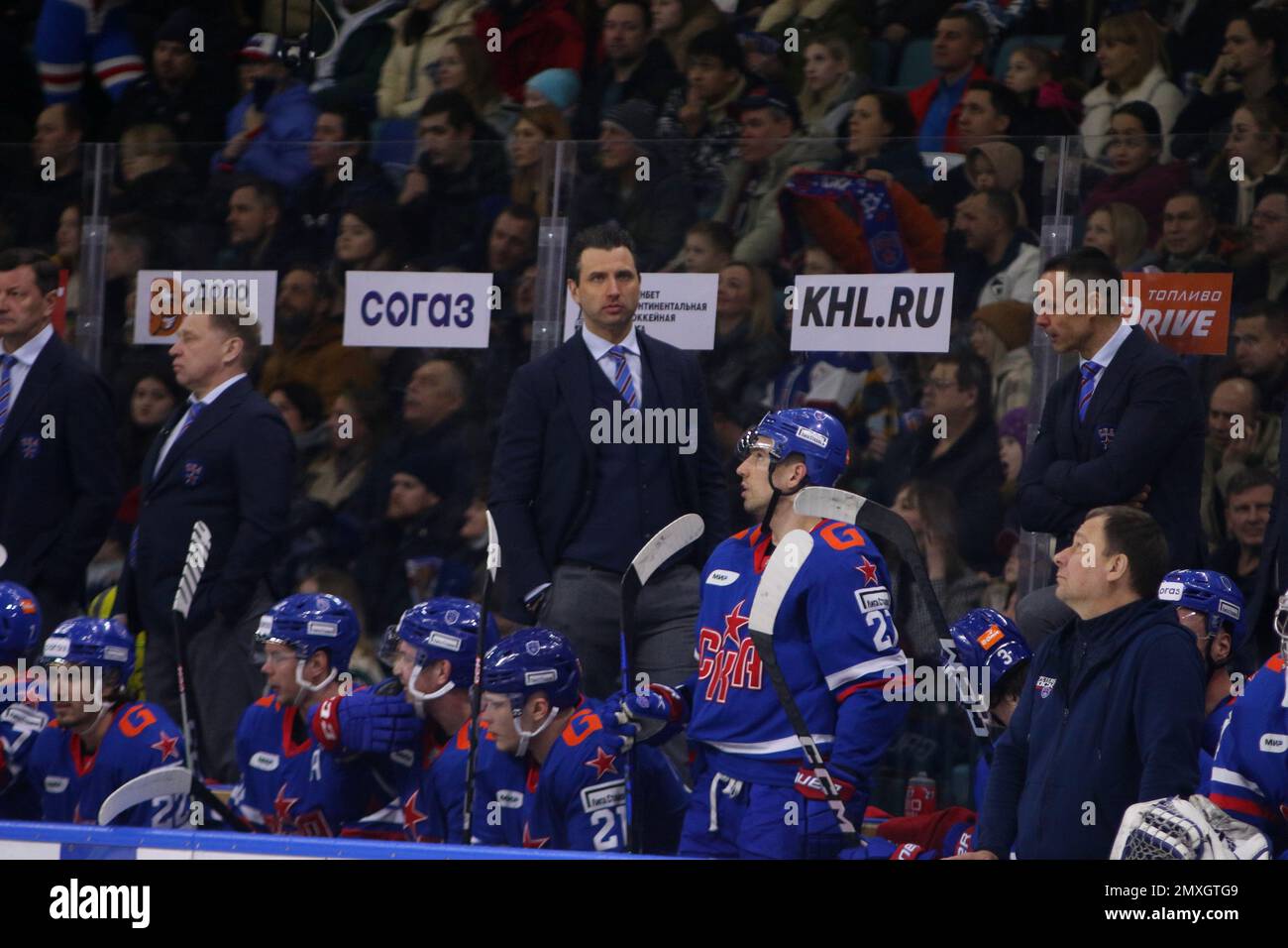 SKA Hockey Club coach Roman Rotenberg seen in action during the ...