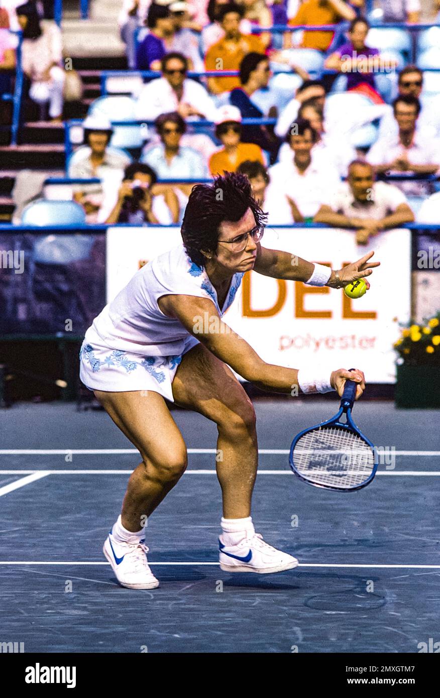 Billy Jean King (USA) competing in the 1982 US Open Tennis Stock Photo ...