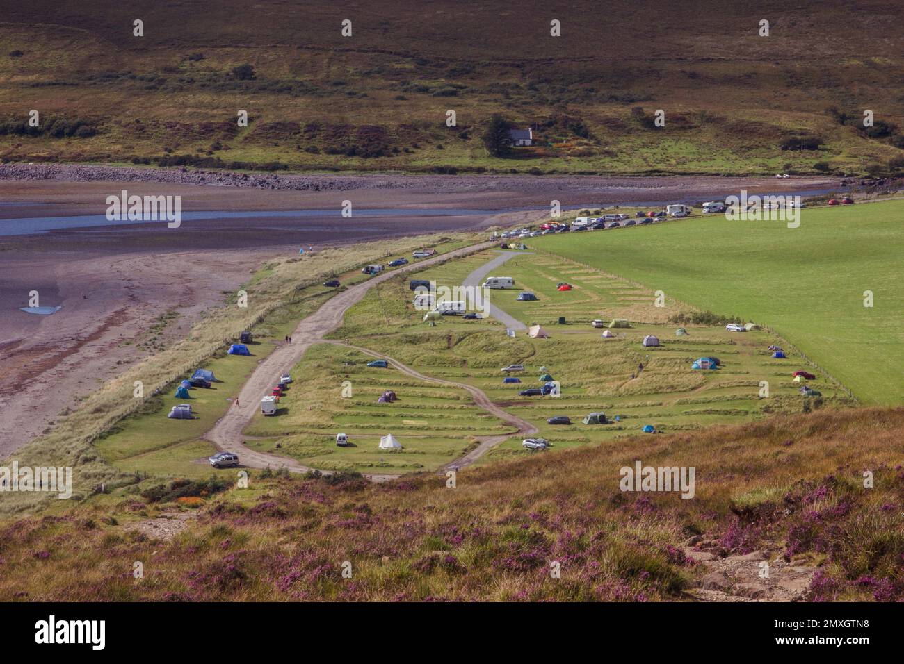 An unusual pattern of mown grass camping pitches in Glenbrittle ...