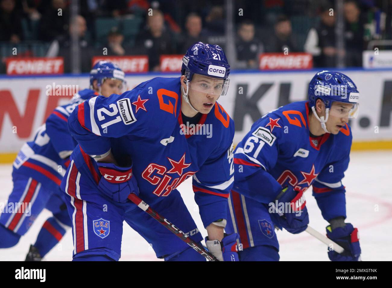 SKA Hockey Club player, Alexander Nikishin (No.21) seen in action ...