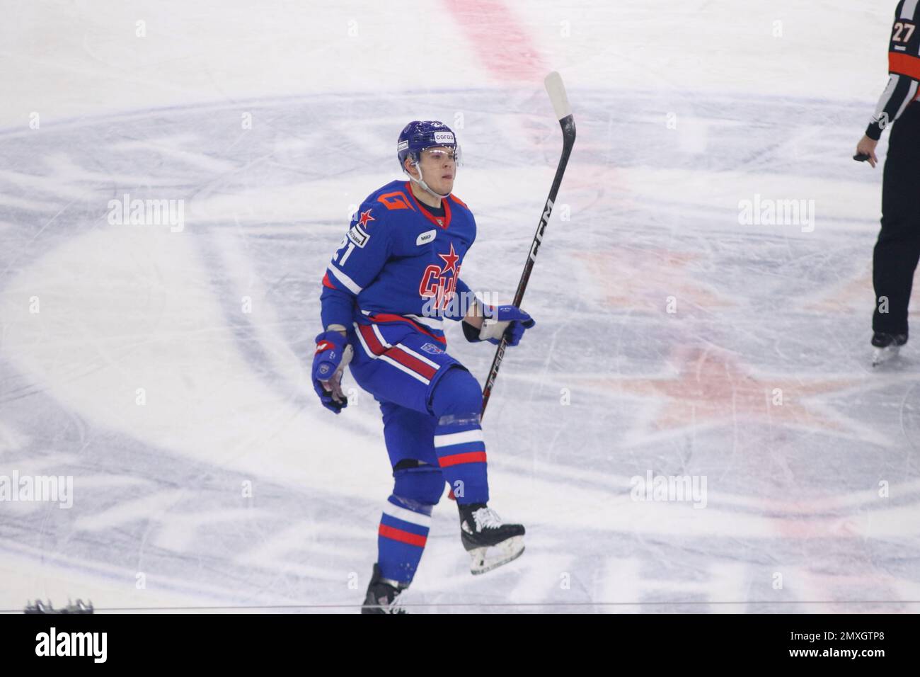 SKA Hockey Club player, Alexander Nikishin (No.21) seen in action ...