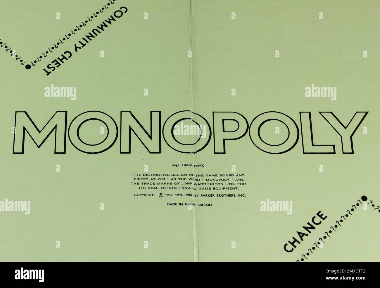 The central game name sign on a UK Monopoly Board Stock Photo - Alamy