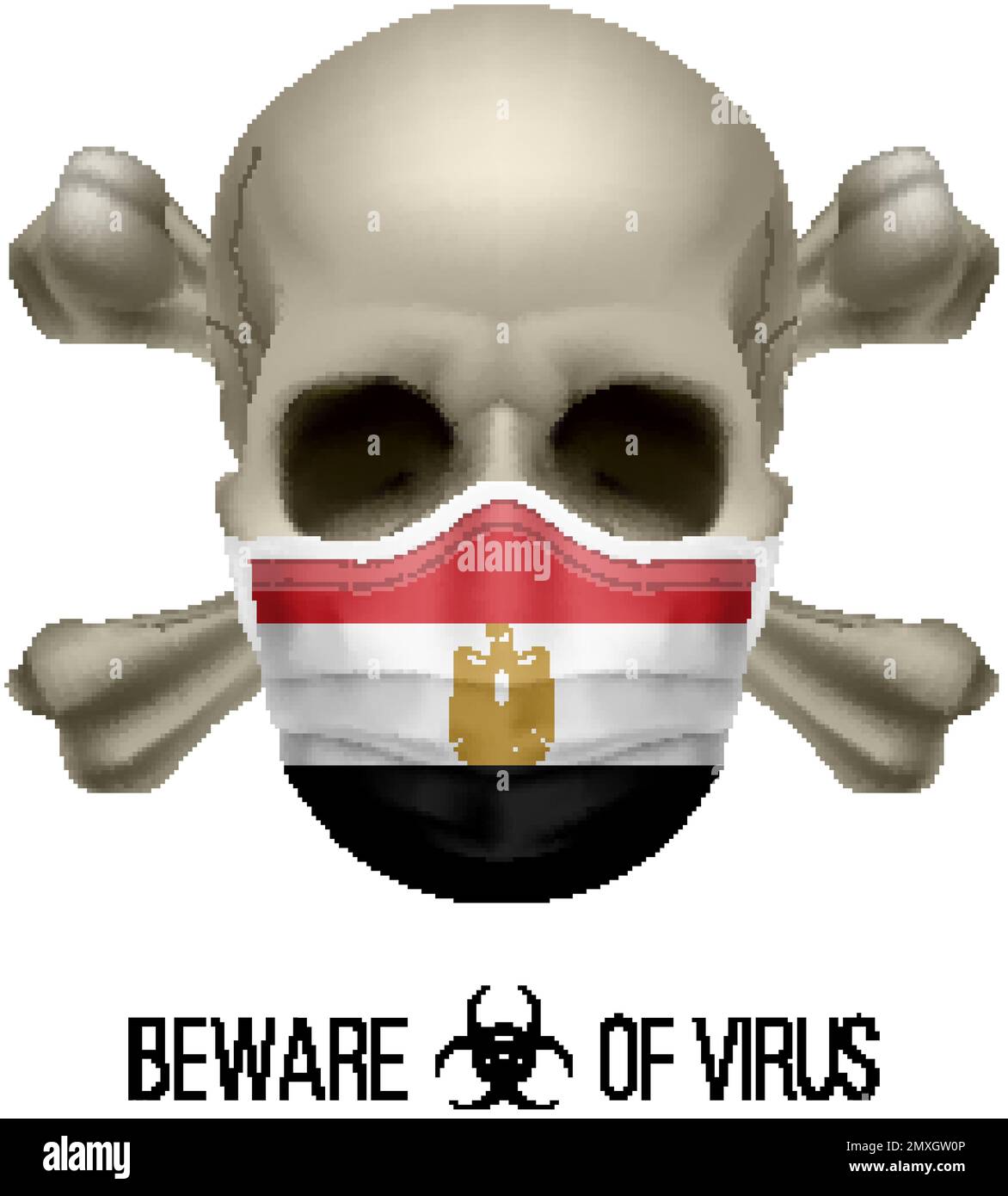 Human Skull with Crossbones and Surgical Mask in the Color of National ...