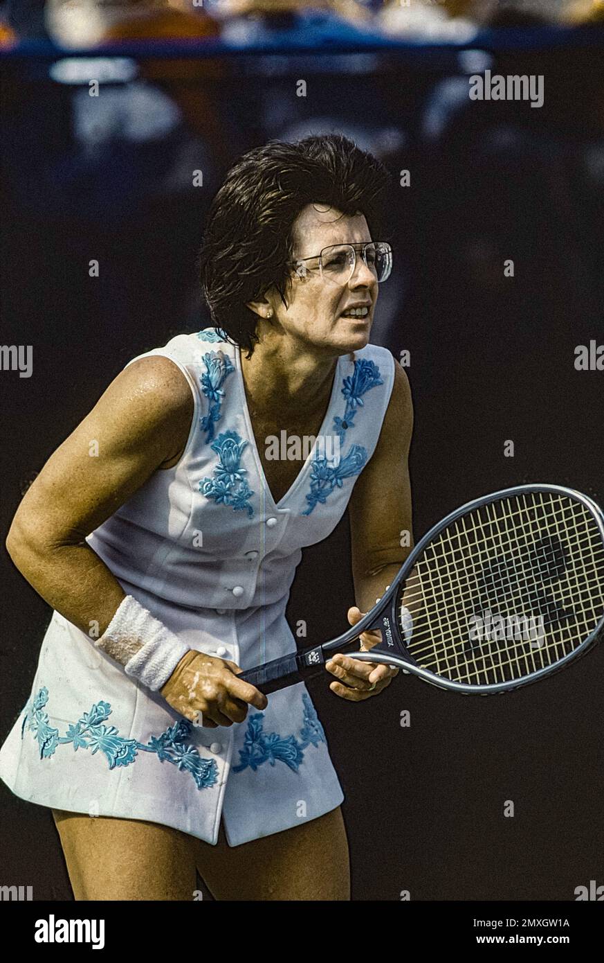 Billy Jean King (USA) competing in the 1982 US Open Tennis Stock Photo ...