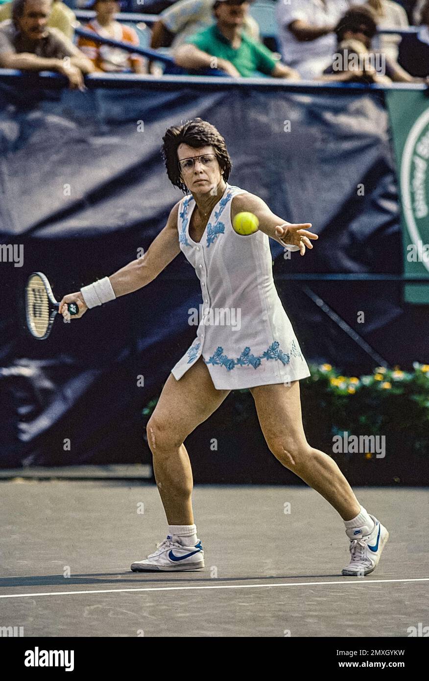 Billy Jean King (USA) competing in the 1982 US Open Tennis Stock Photo ...