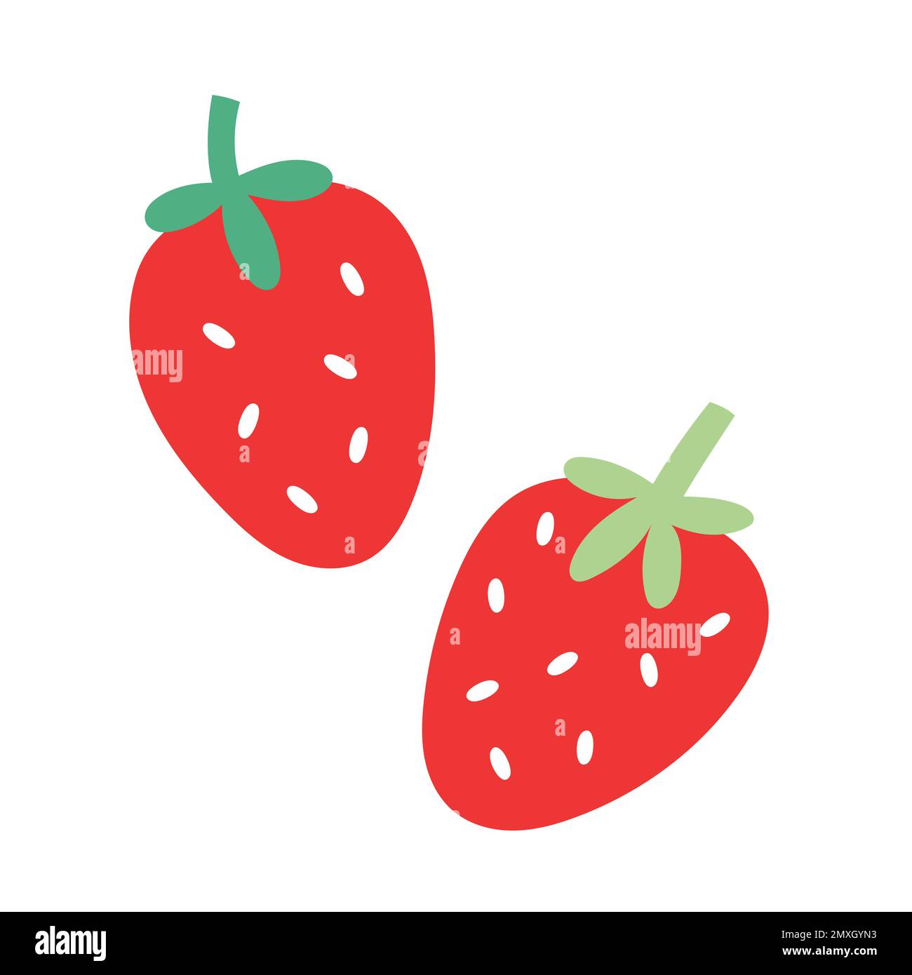 Cute strawberries icon, cartoon doodle illustration isolated on white ...