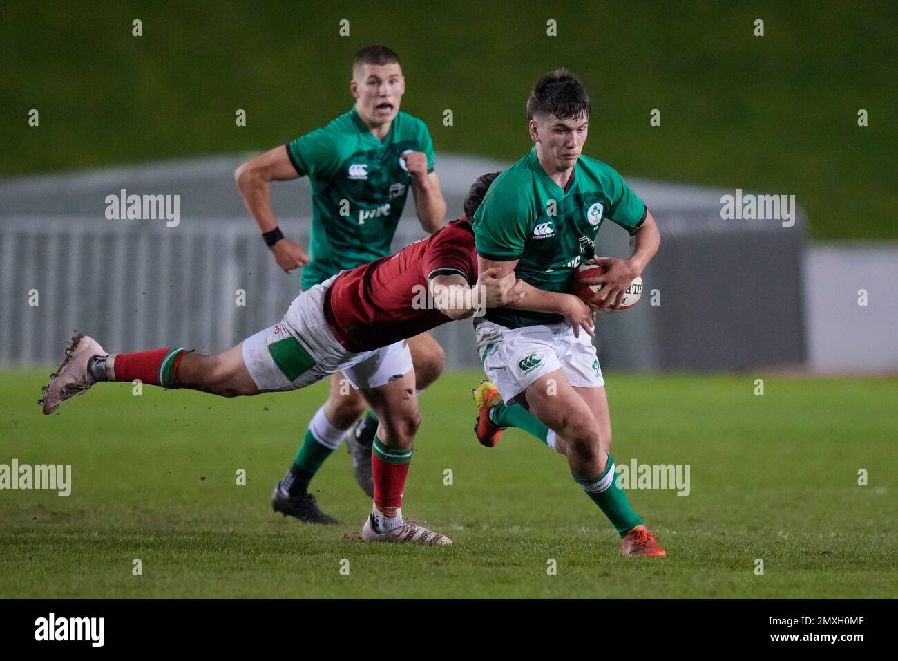 John Devine #12 of Ireland U20's makes a break during the 2023 U20 Six ...