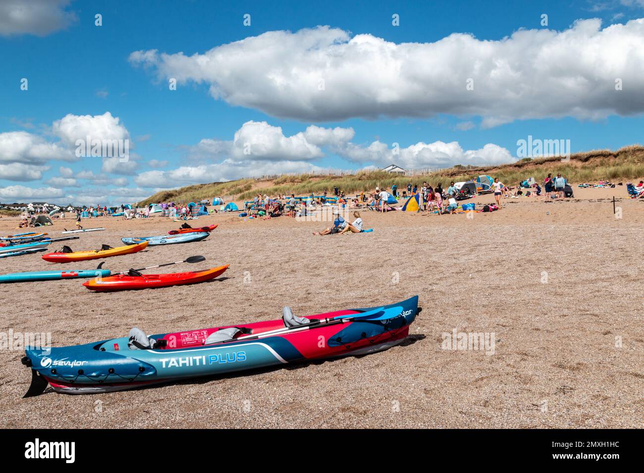 South Milton Sands, in Devon, is a popular beach with kayakers. It is ...