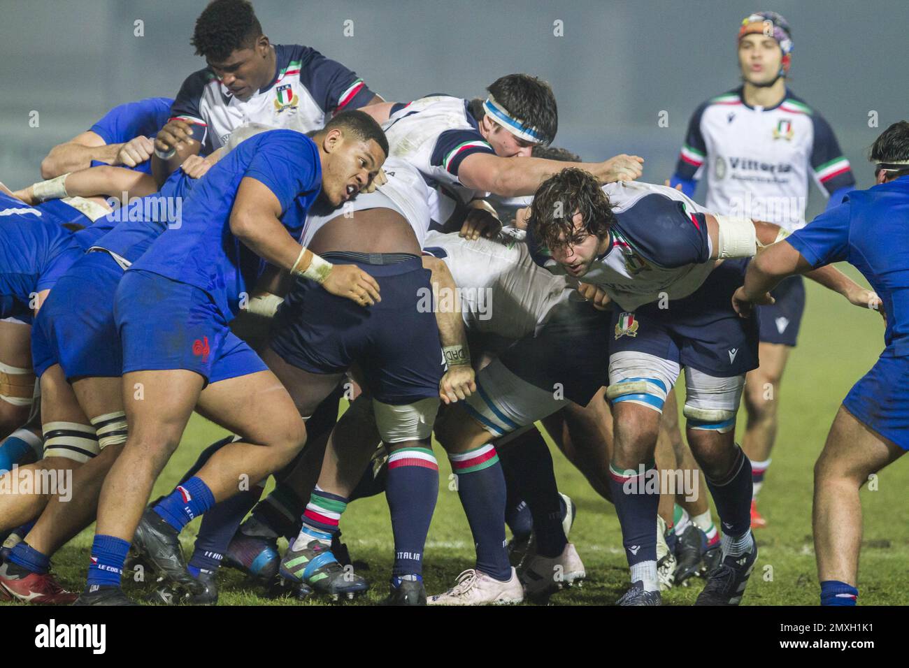 Treviso, Italy. 03rd Feb, 2023. a maul of Italy during 2023 U20 - Italy ...