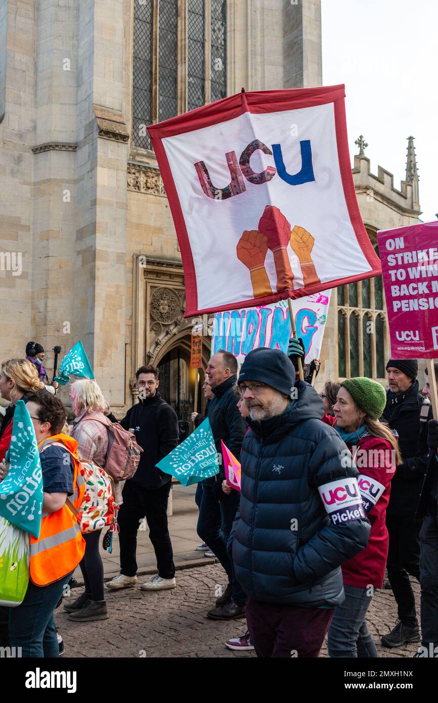 A protest march in Cambridge, UK, in support of the National Education ...
