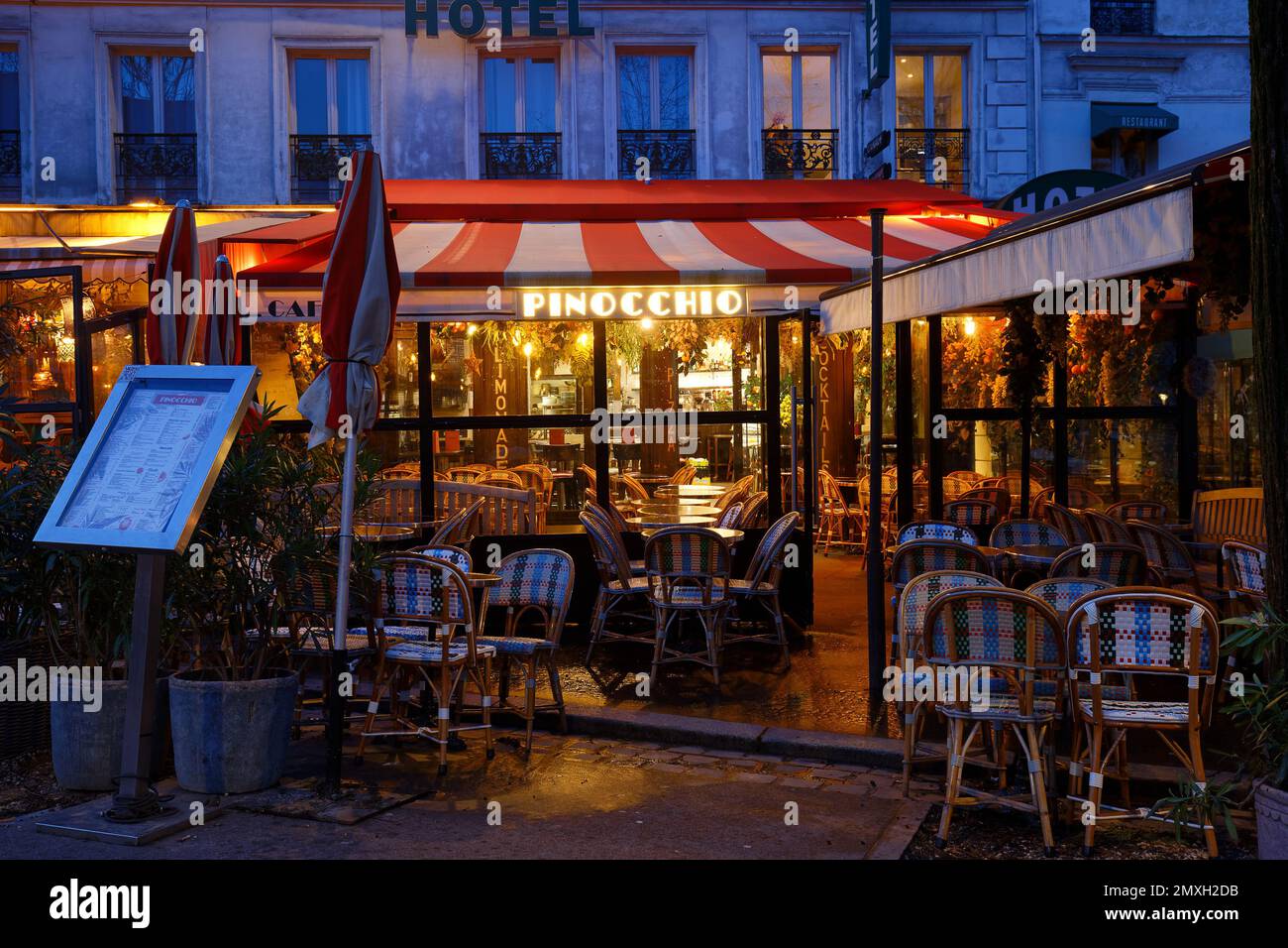 Traditional French cafe Pinocchio located in the Montparnasse Quarter ...