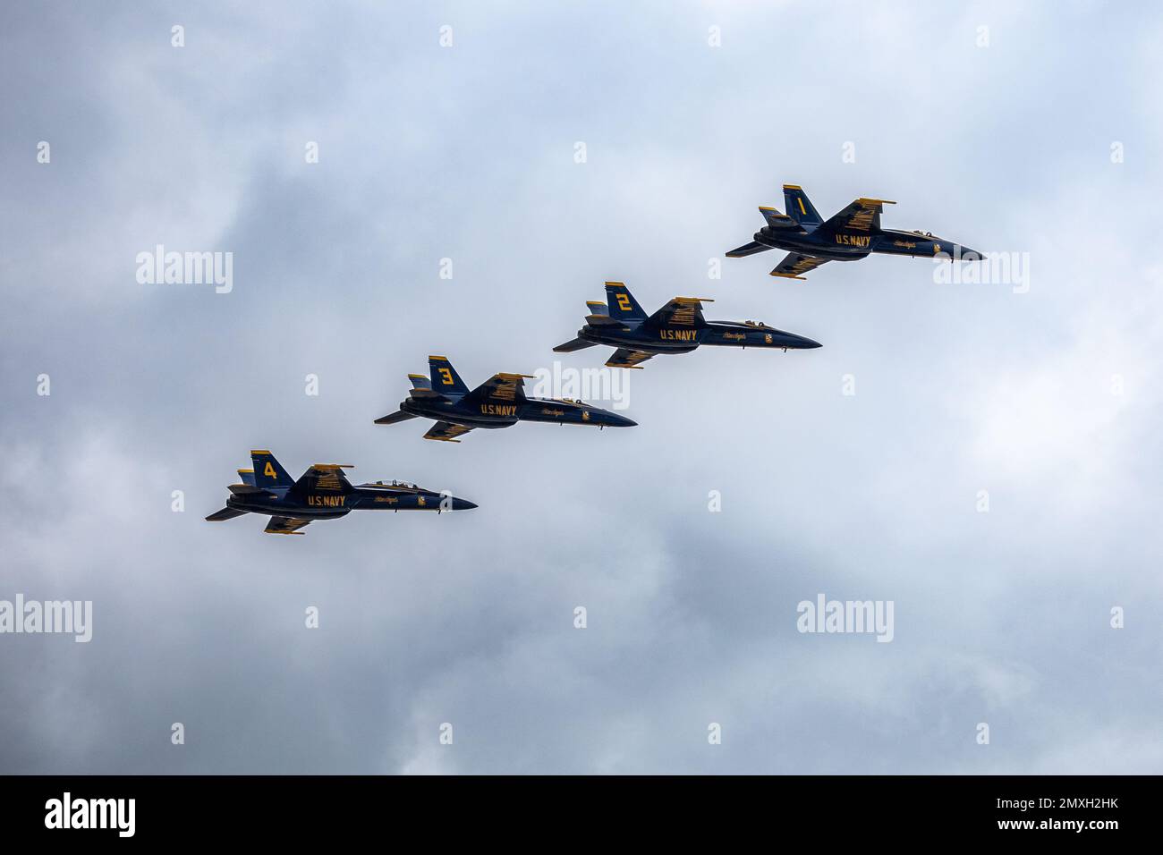 A scenic shot of the Blue Angels performing an air show before the ...