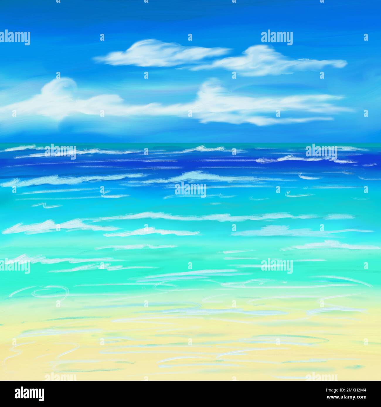 Calm beach with gentle waves, clear blue sea, clean white beach, low ...