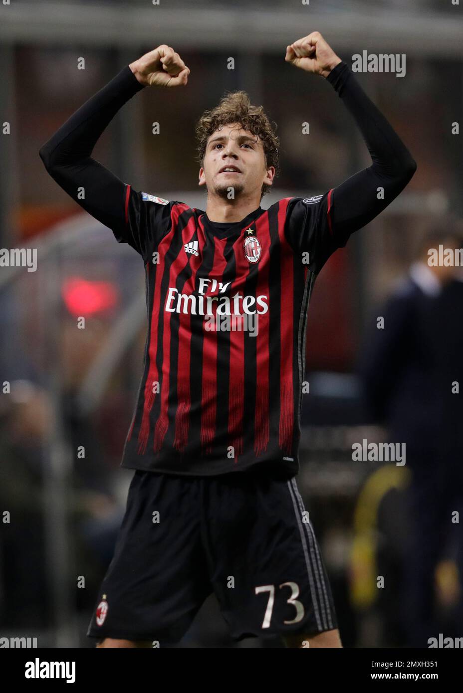 AC Milan’s Manuel Locatelli celebrates after scoring during a Serie A ...